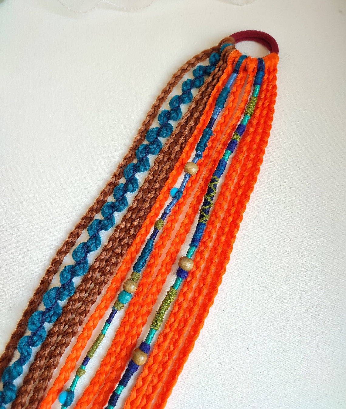 Dreadlock Ponytail Wig Orange Braids on Hairband Rave Braids - Etsy