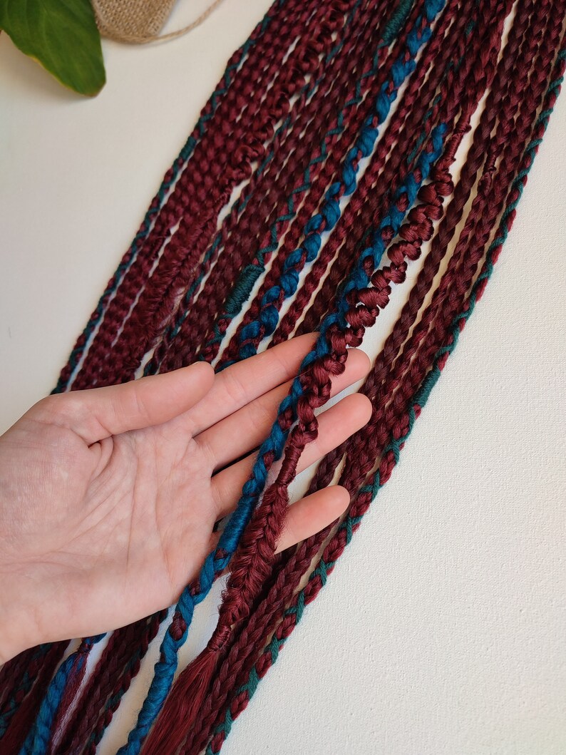 Red Braids Extensions on Hairband Dreadlock Ponytail With - Etsy