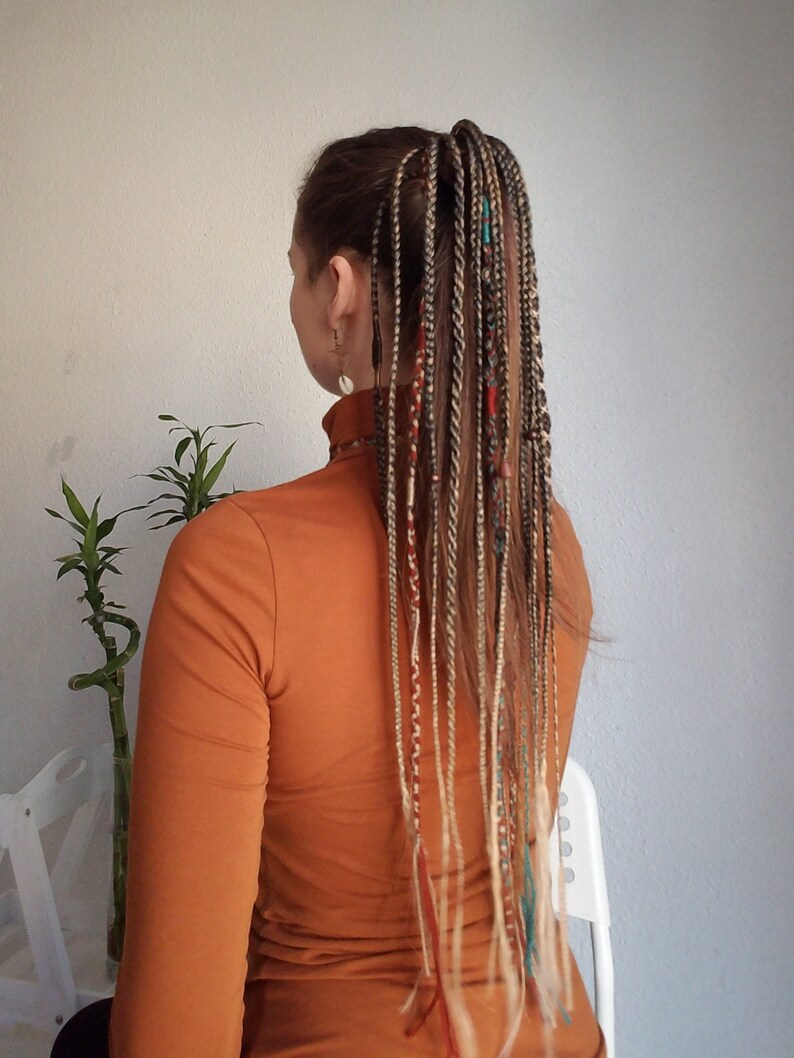 Brown Viking Hair Extensions on Hairband Boho Dreadlock - Etsy