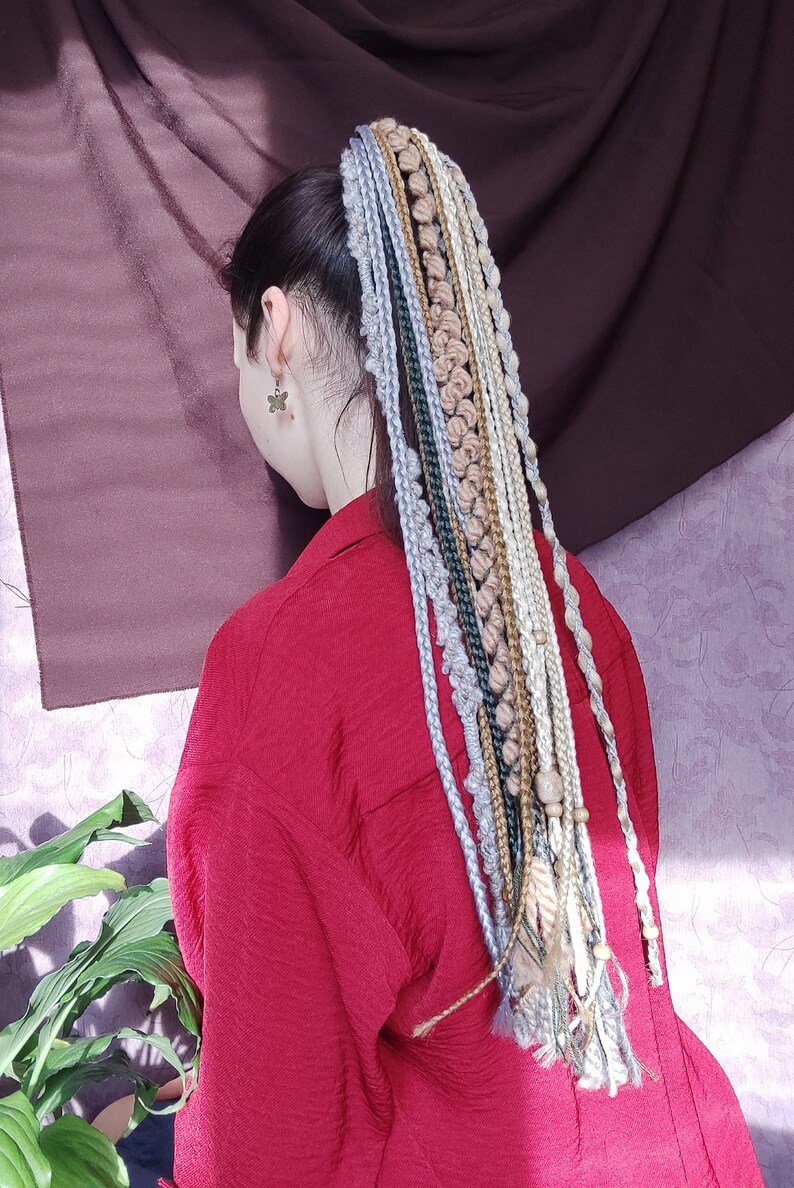Ginger Viking Dread Extensions on Hairband Gray Boho - Etsy
