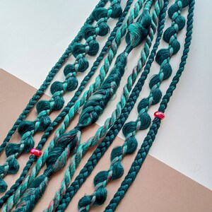 Viking Braids Emerald Green on Hairband, Boho Dreadlock Ponytail Green ...