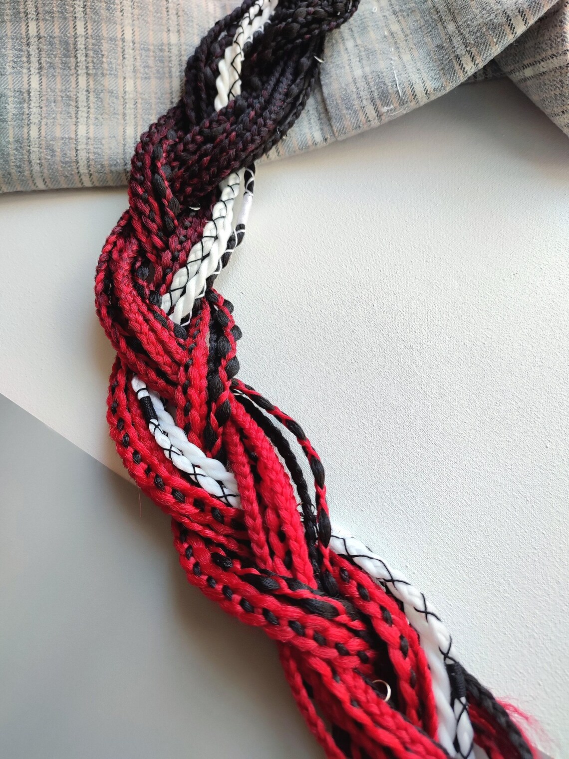 Goth Dread Extension, Ombre Black Red Dreadlock Ponytail, Punk Hair ...