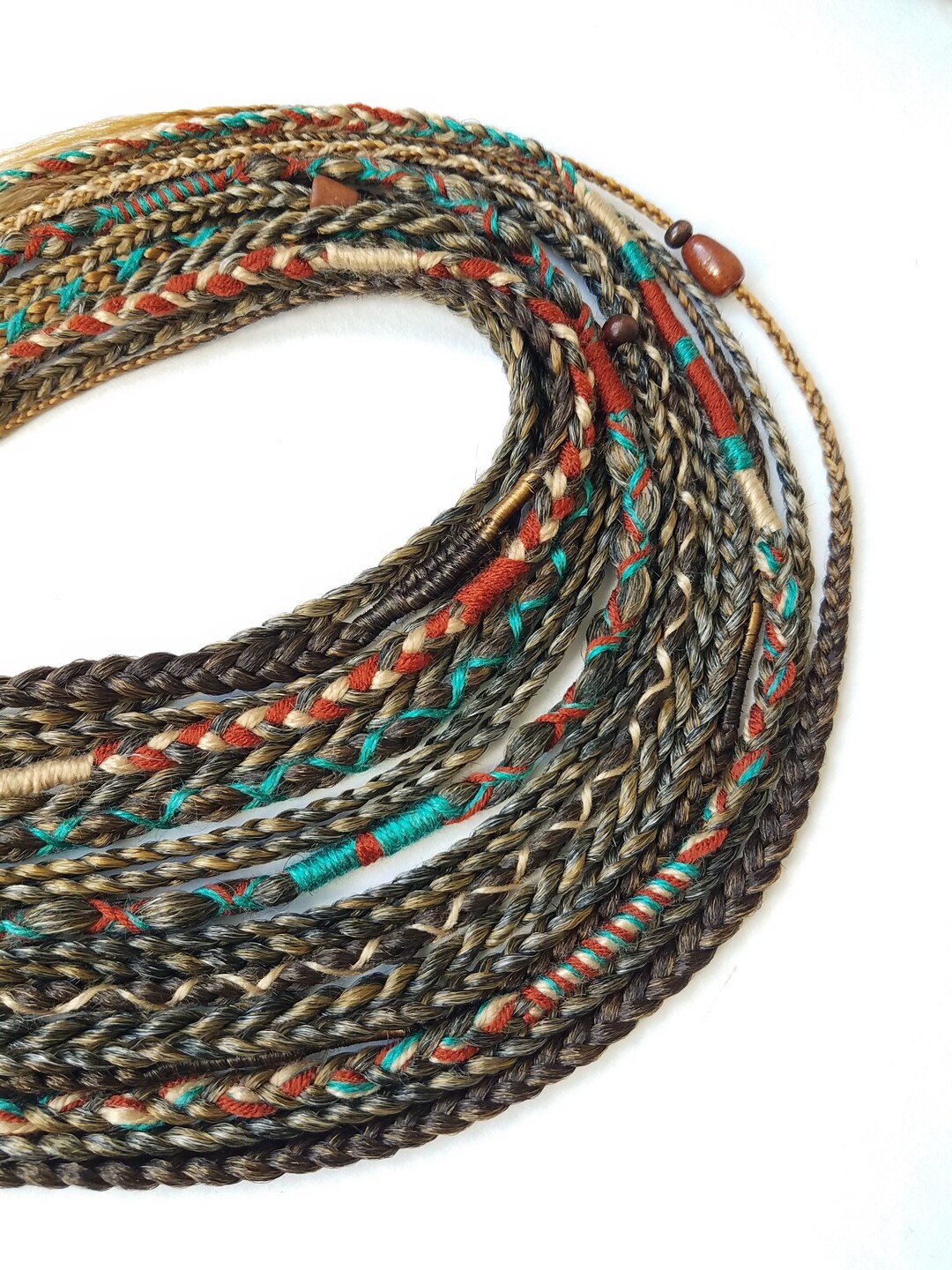 Brown Viking Hair Extensions on Hairband, Boho Dreadlock Ponytail Wig ...