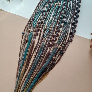 Viking Braids Brown on Hairband, Boho Dreadlock Ponytail Green, Shaten ...