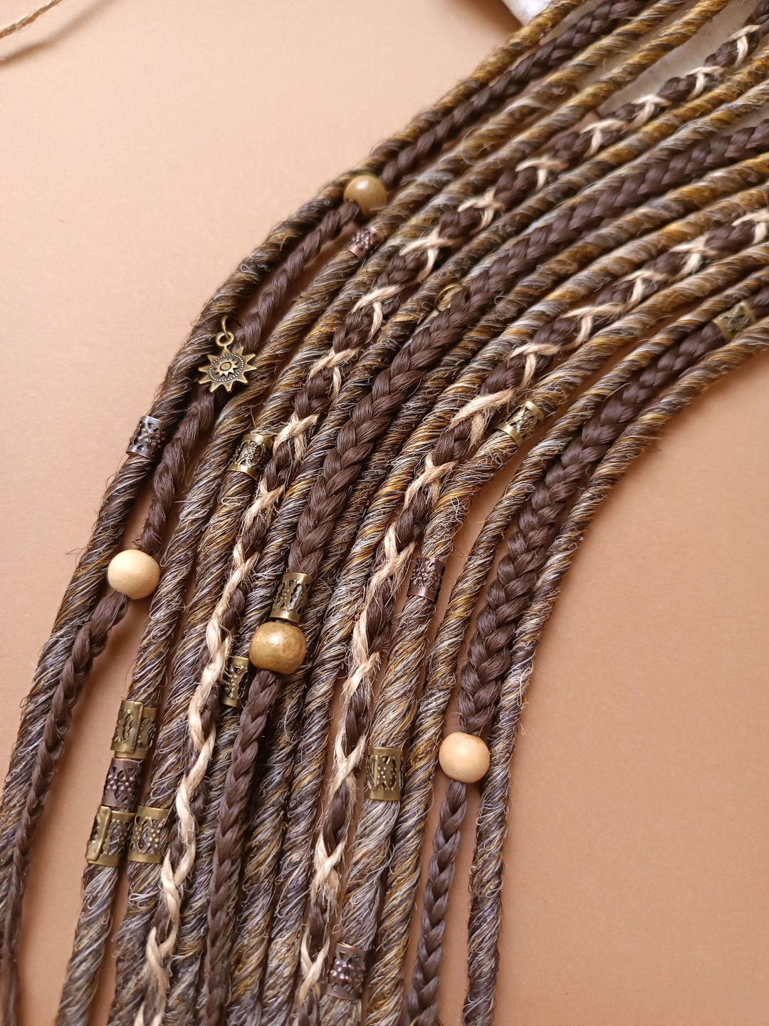 Clip in Dreads Extension, Brown Boho Hair Extensions, Viking Dreadlock ...