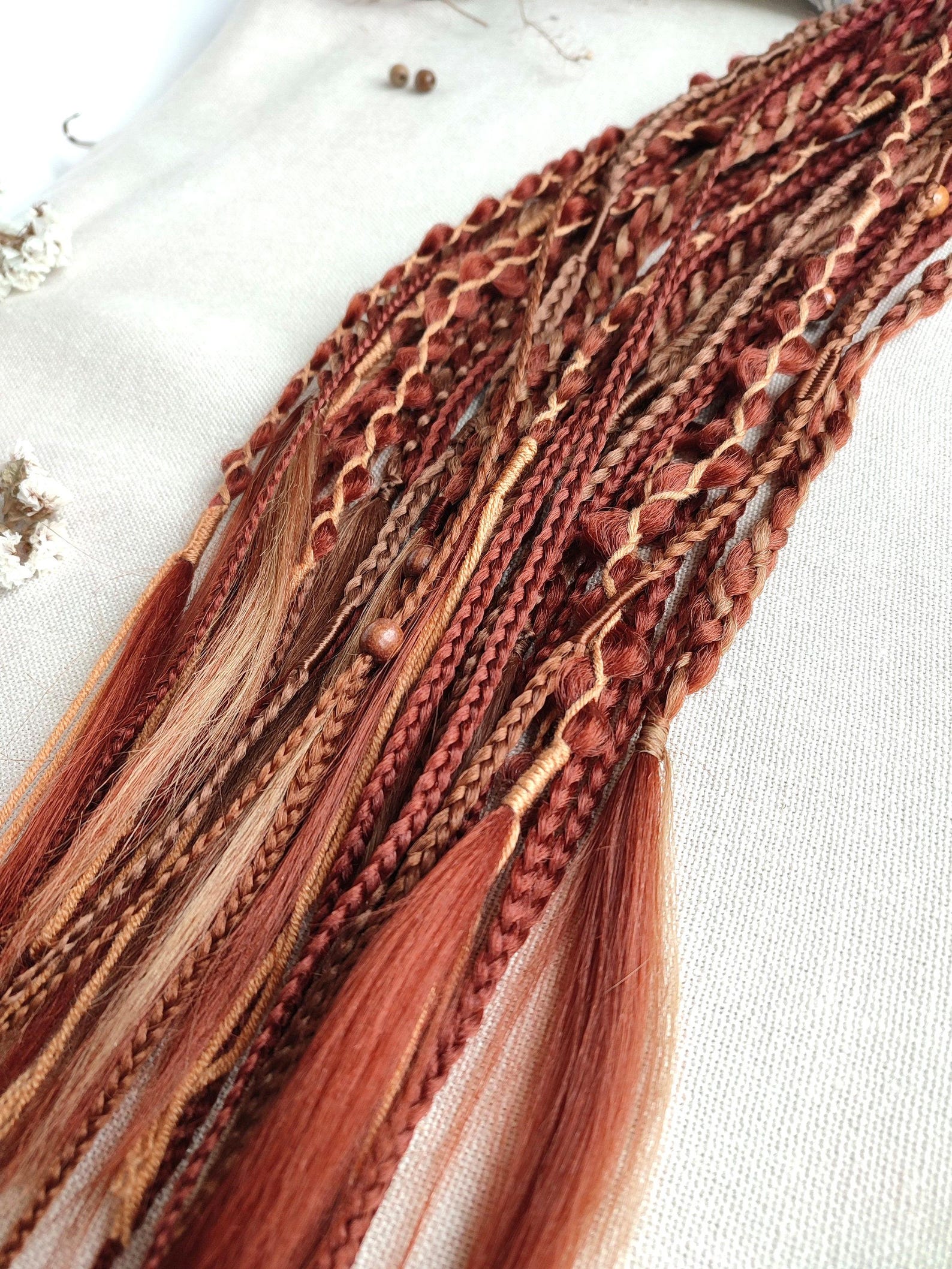 Clip in Dreadlocks Red, Boho Hair Extensions Auburn, Viking Dreads ...