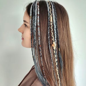 Clip in Dreadlocks Gray Black, Boho Short Hair Extension Salt and ...