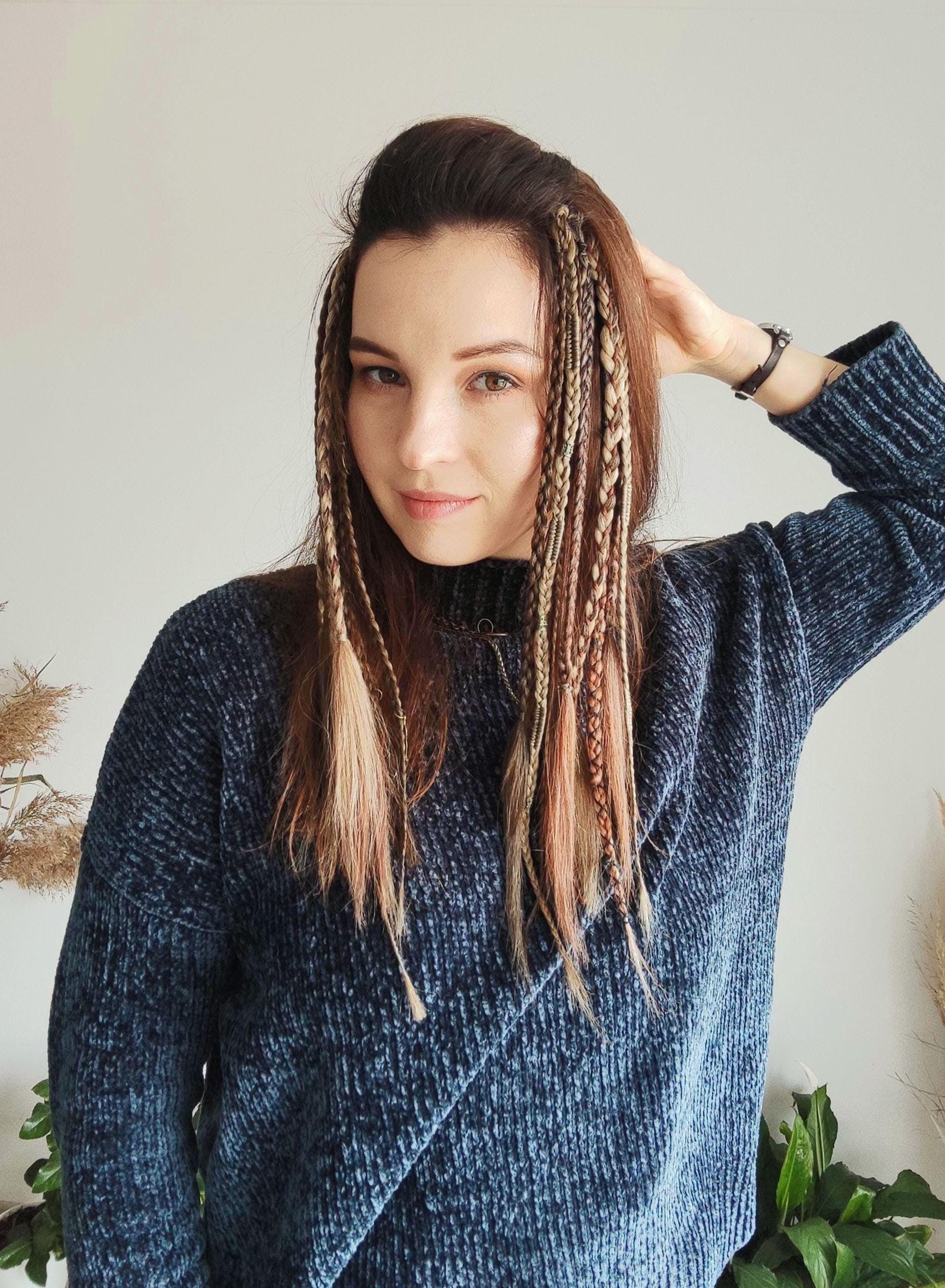 Clip in Dreadlocks Ginger, Boho Hair Extension Wheet Blonde, Viking ...