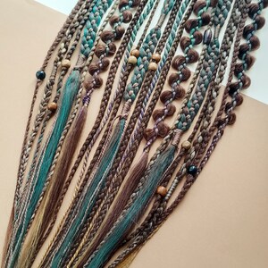 Viking Braids Brown on Hairband, Boho Dreadlock Ponytail Green, Shaten ...