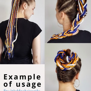 Dark Red Braids on Hairband, Viking Hair Extension Blue, Boho Dreadlock ...