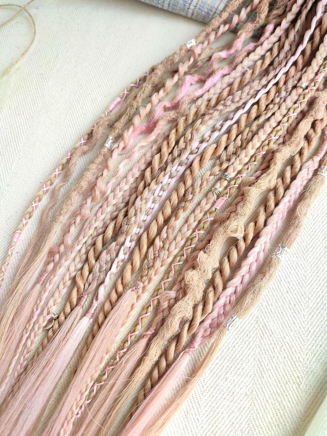 Rose Pink Braids on Hair Clip, Ginger Hair Clip Braids and Dreadlocks ...