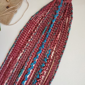 Red Braids Extensions on Hairband Dreadlock Ponytail With - Etsy