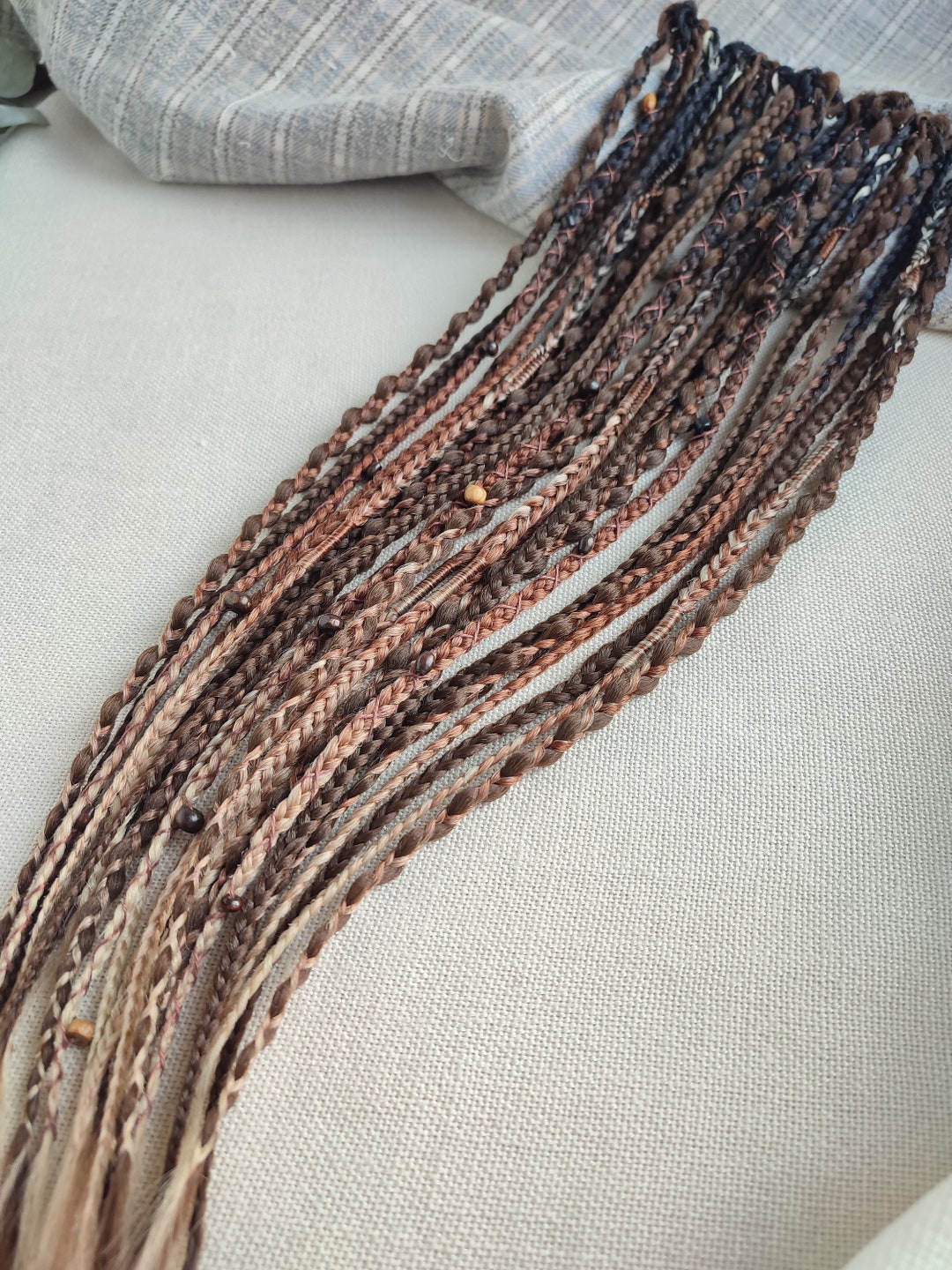 Clip in Dreadlocks Brown, Boho Hair Extensions Ginger Blonde, Viking ...