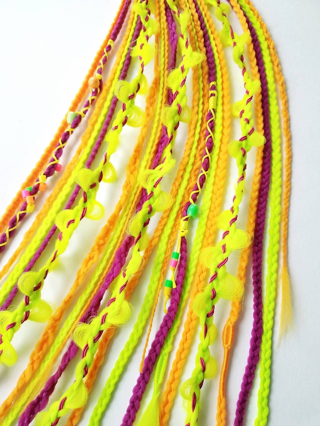 Yellow Ponytail Braids Orange Hair Extension on Hairband - Etsy