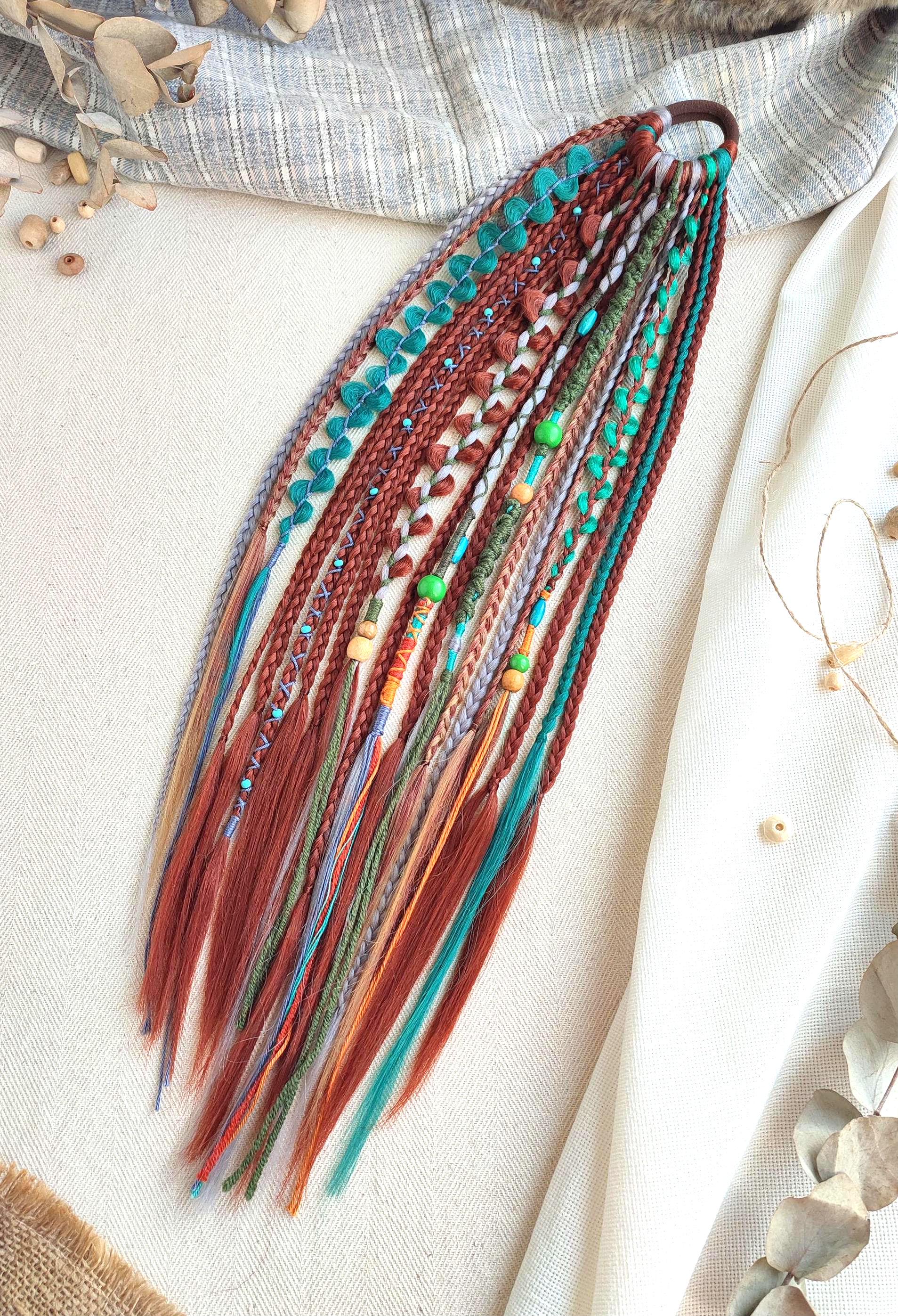 Dreadlock Ponytail Wig Ginger, Auburn Braids on Hair Elastic, Rave ...