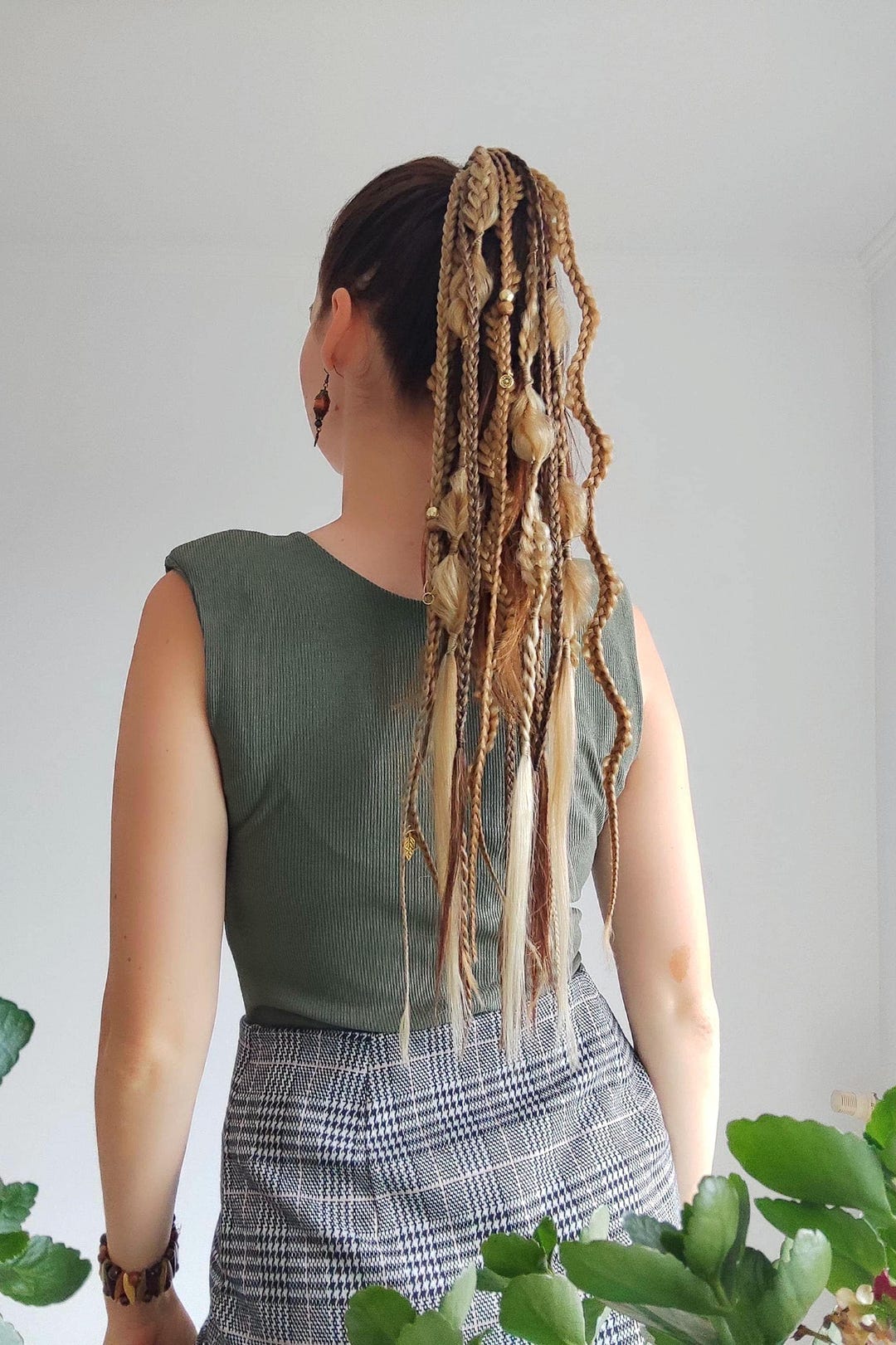 Viking Braids Ginger on Hairband, Boho Dreadlock Ponytail Gold Blonde ...