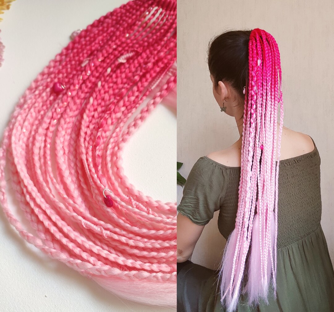Ombre Pink Dreadlock Ponytail Wig Festival Hair Falls on - Etsy