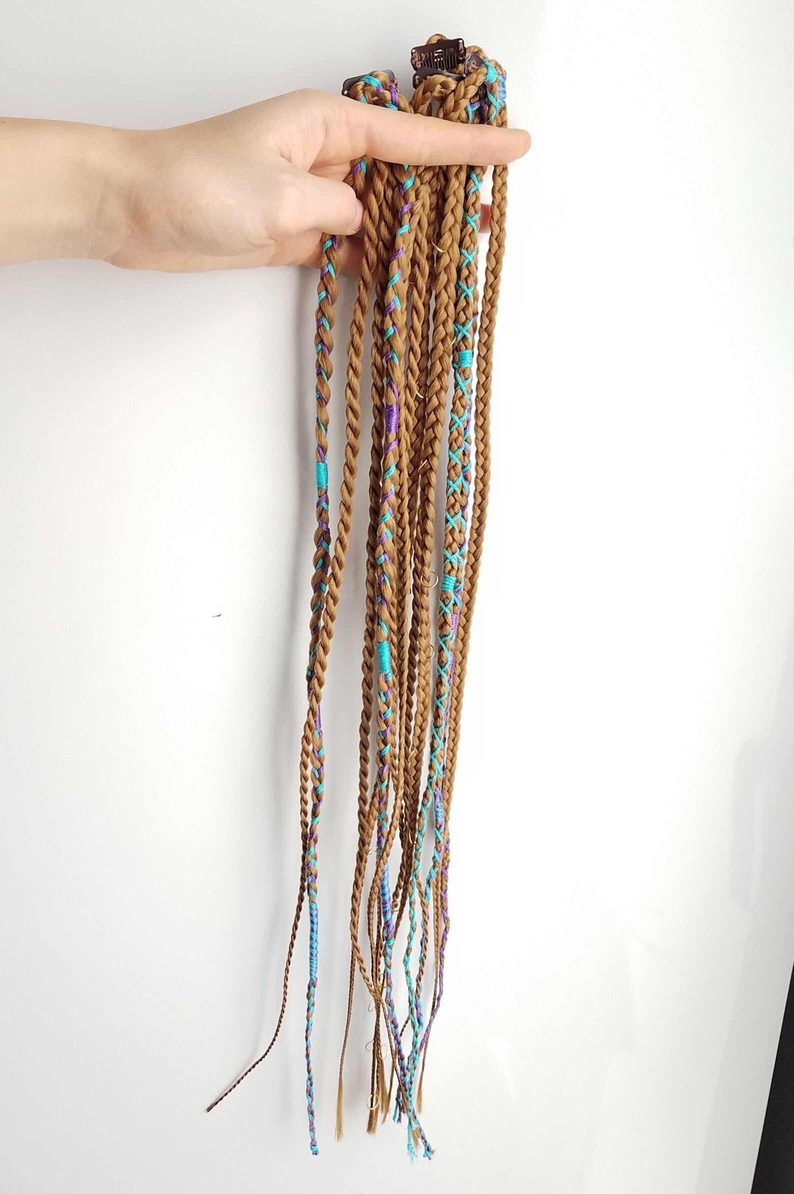 Gold Ginger Braids on Hair Clip Clip in Dreadlocks With Blue - Etsy