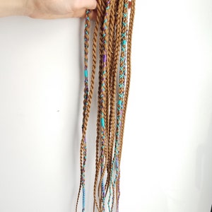 Gold Ginger Braids on Hair Clip, Clip in Dreadlocks With Blue Purple ...