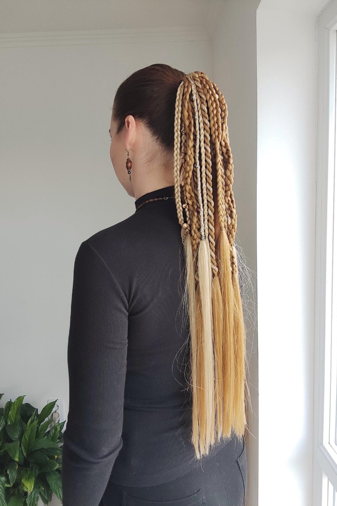 Ginger Gold Braids With Loose Ends on Hairband, Boho Chic Dreadlock ...