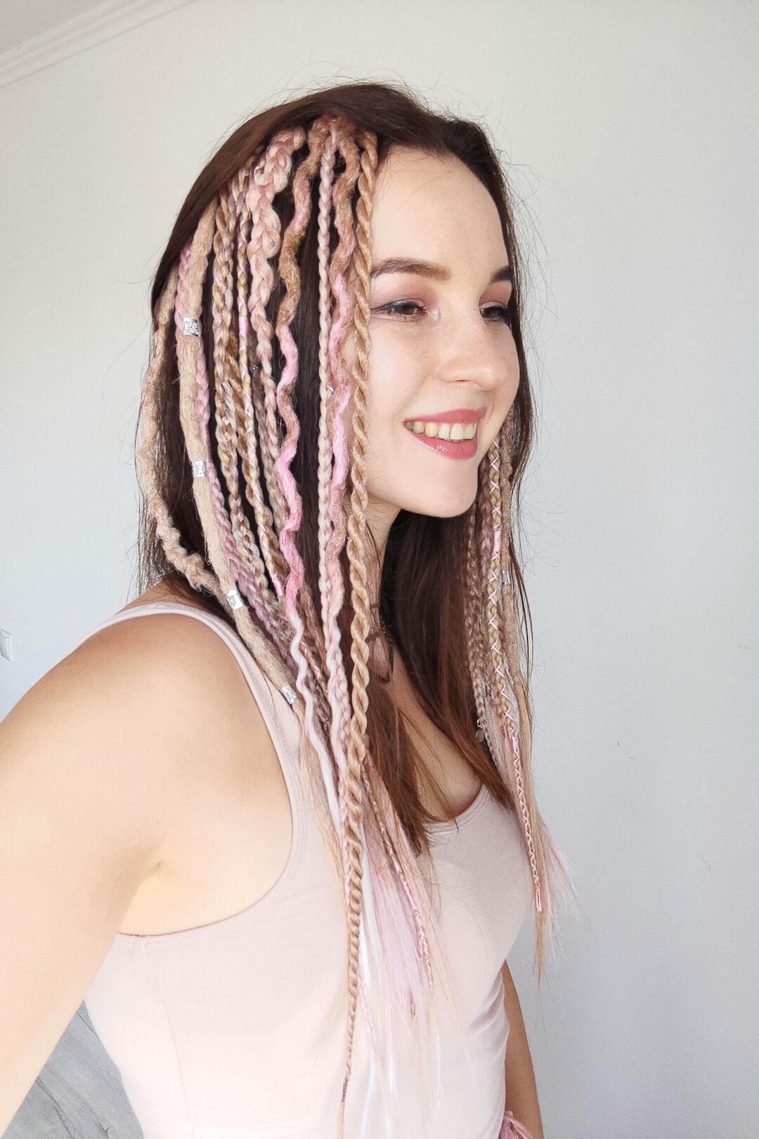 Rose Pink Braids on Hair Clip, Ginger Hair Clip Braids and Dreadlocks ...