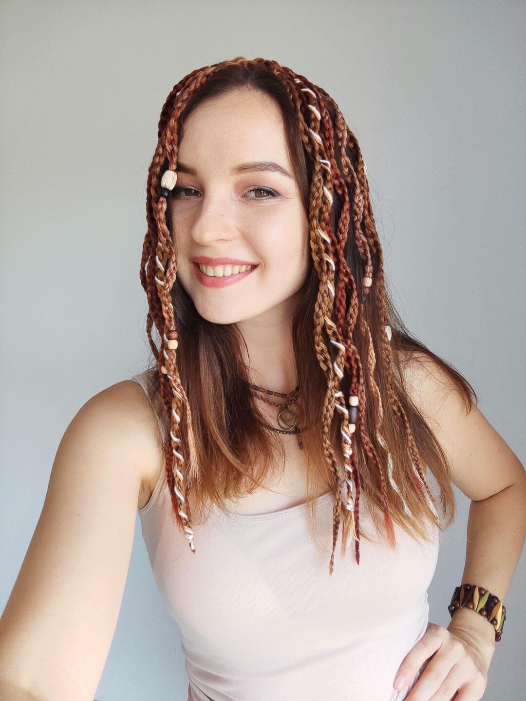 Clip in Dreadlocks Ginger, Boho Hair Extensions Wavy, Viking Dreads ...