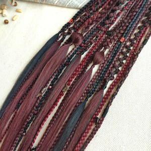 Viking Braids Dark Red on Hairband, Gothic Dreadlock Ponytail Black ...