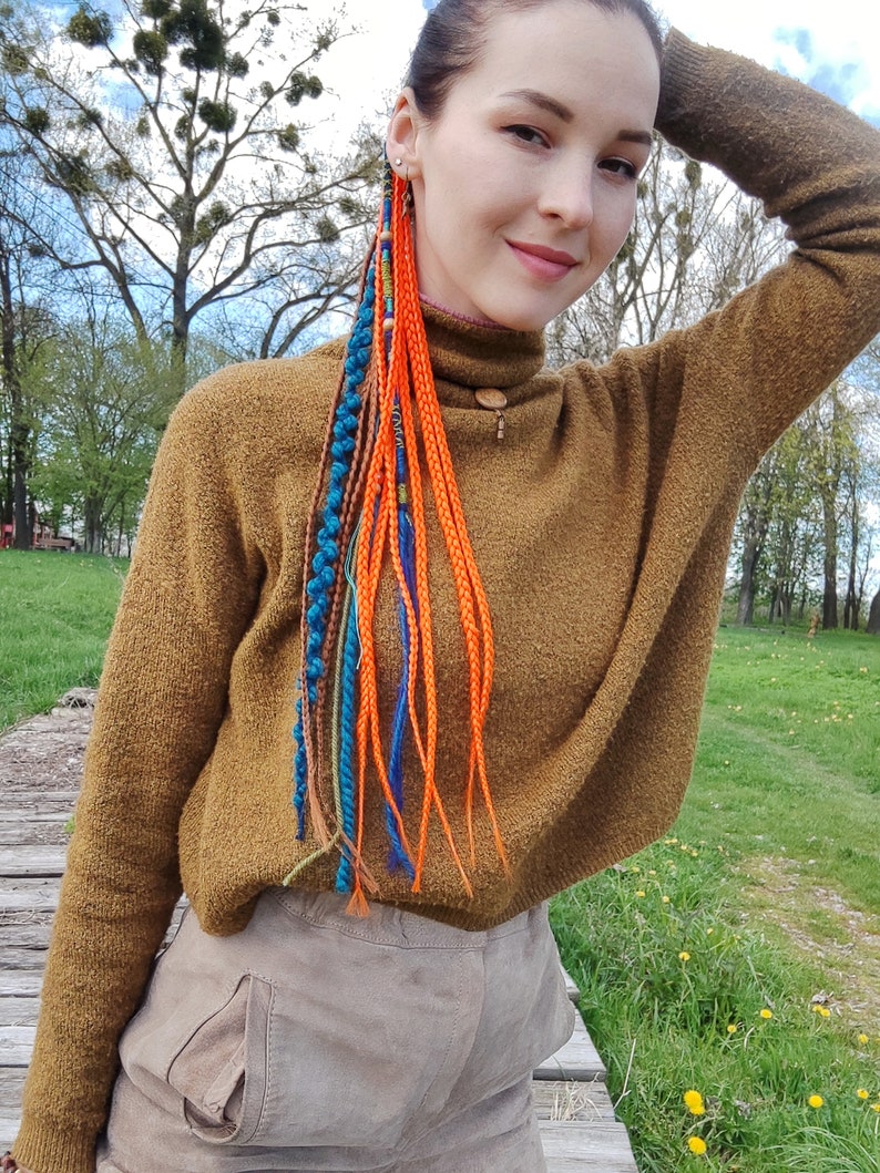 Dreadlock Ponytail Wig Orange Braids on Hairband Rave Braids - Etsy