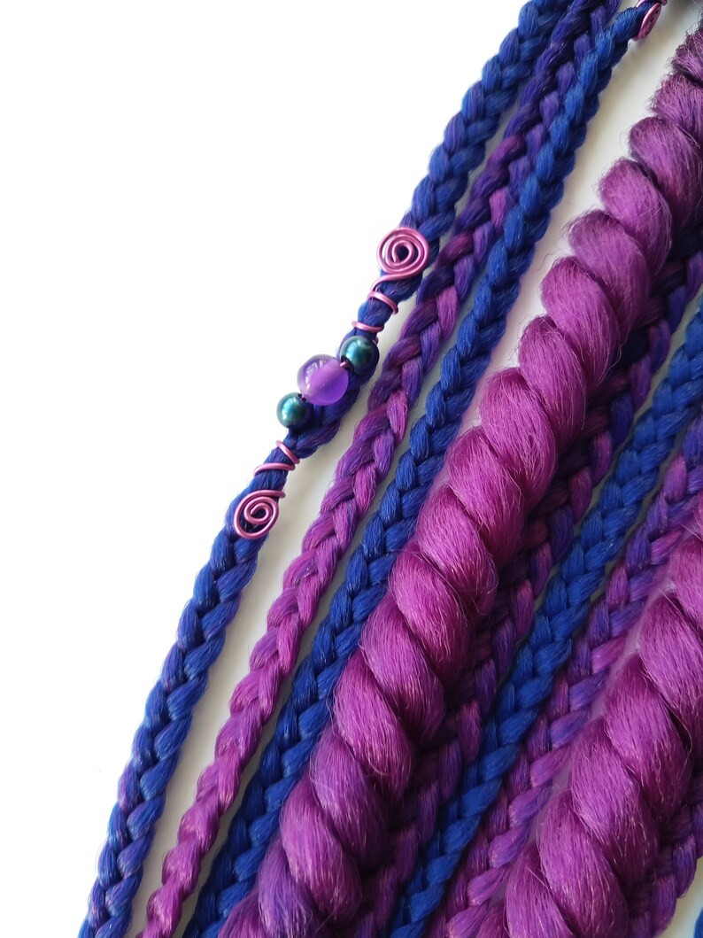 Ombre Purple Ponytail Braids Extension Rave Hair Falls Black | Etsy