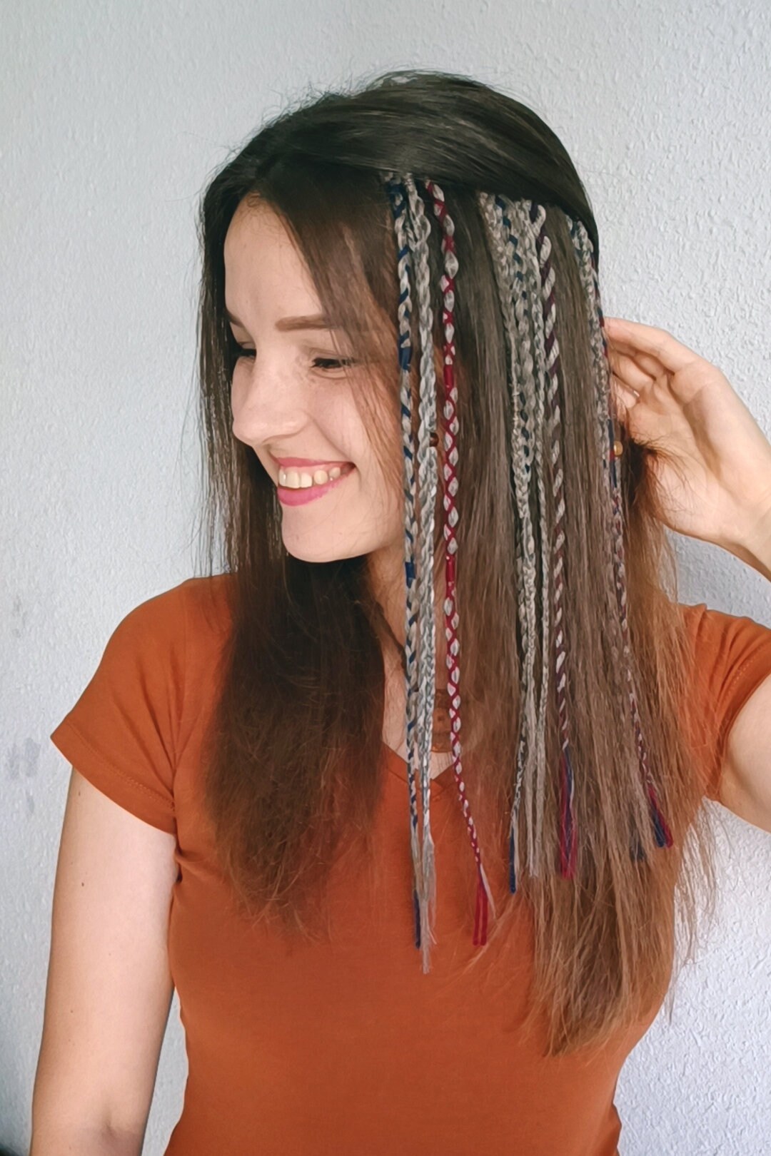 Clip in Silver Braids Extension, Gray Boho Hair Extensions, Viking ...