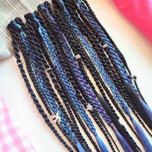 Black Braids on Hair Clip, Short Clip in Dreadlocks Extension Blue ...