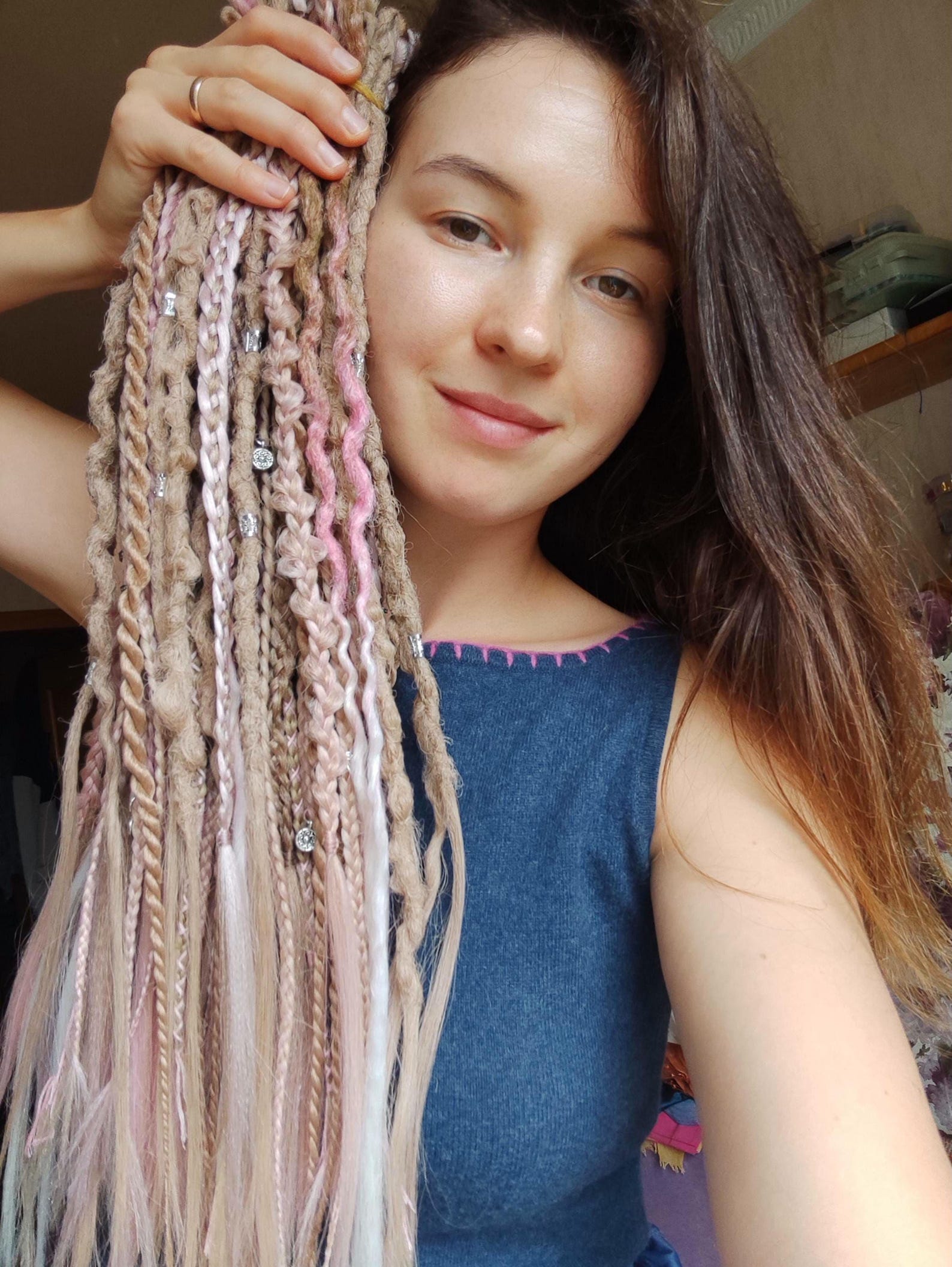 Rose Pink Braids on Hair Clip, Ginger Hair Clip Braids and Dreadlocks ...