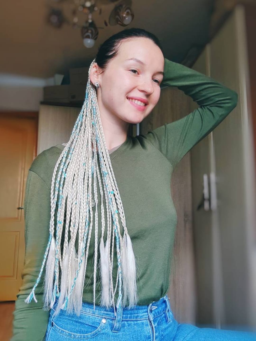 Dreadlock Extension Platinum Blonde Braids on Hair Elastic - Etsy