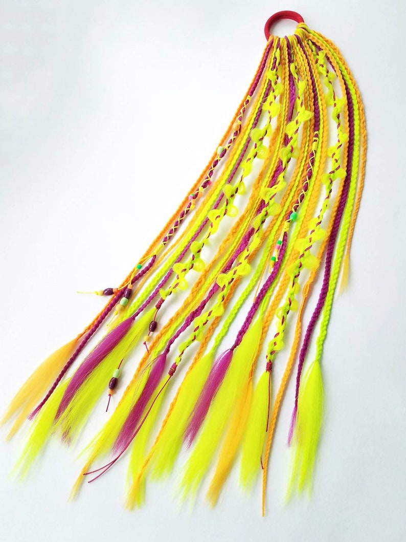 Yellow Ponytail Braids Orange Hair Extension on Hairband - Etsy