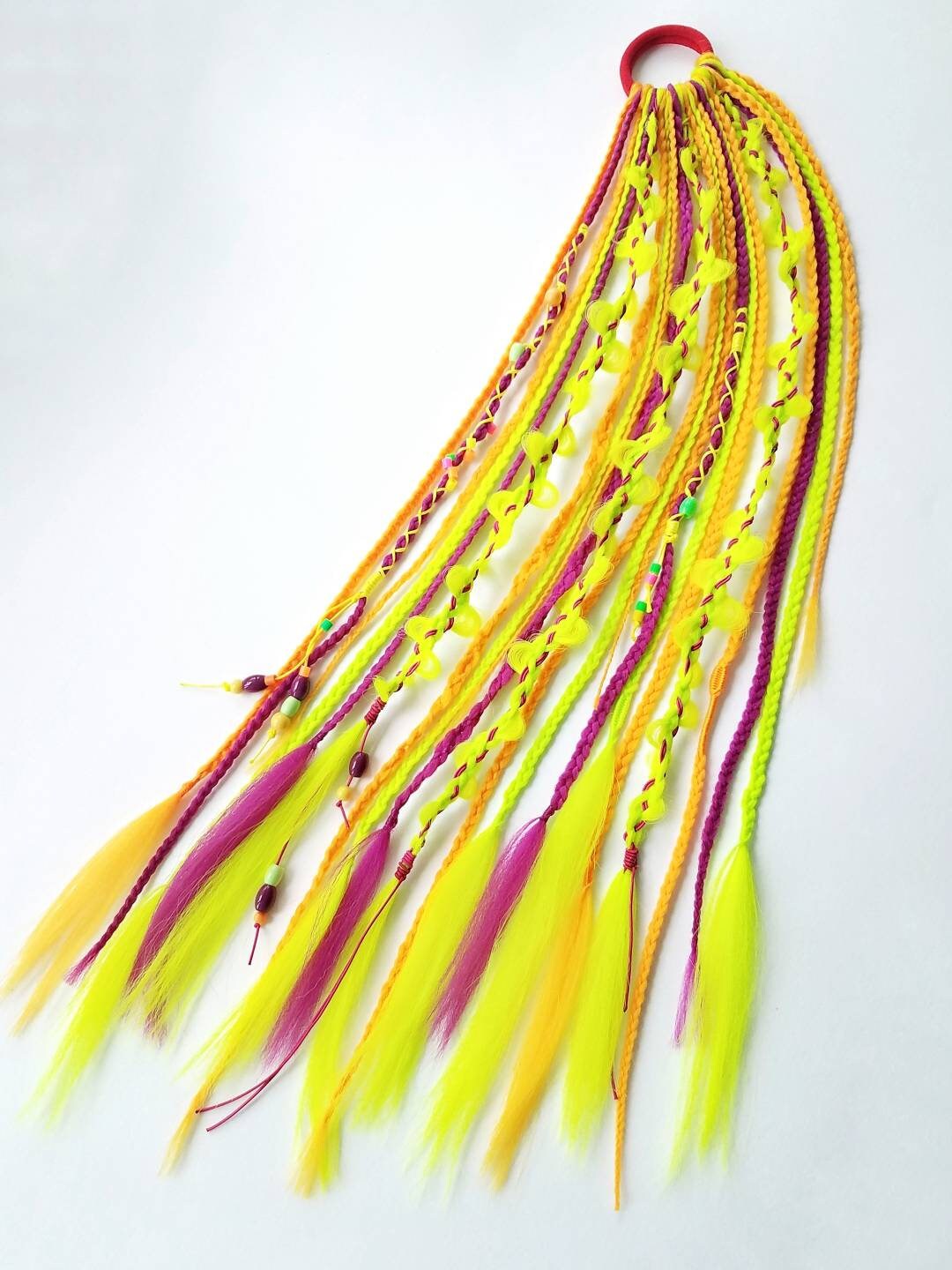 Yellow Ponytail Braids Orange Hair Extension on Hairband - Etsy