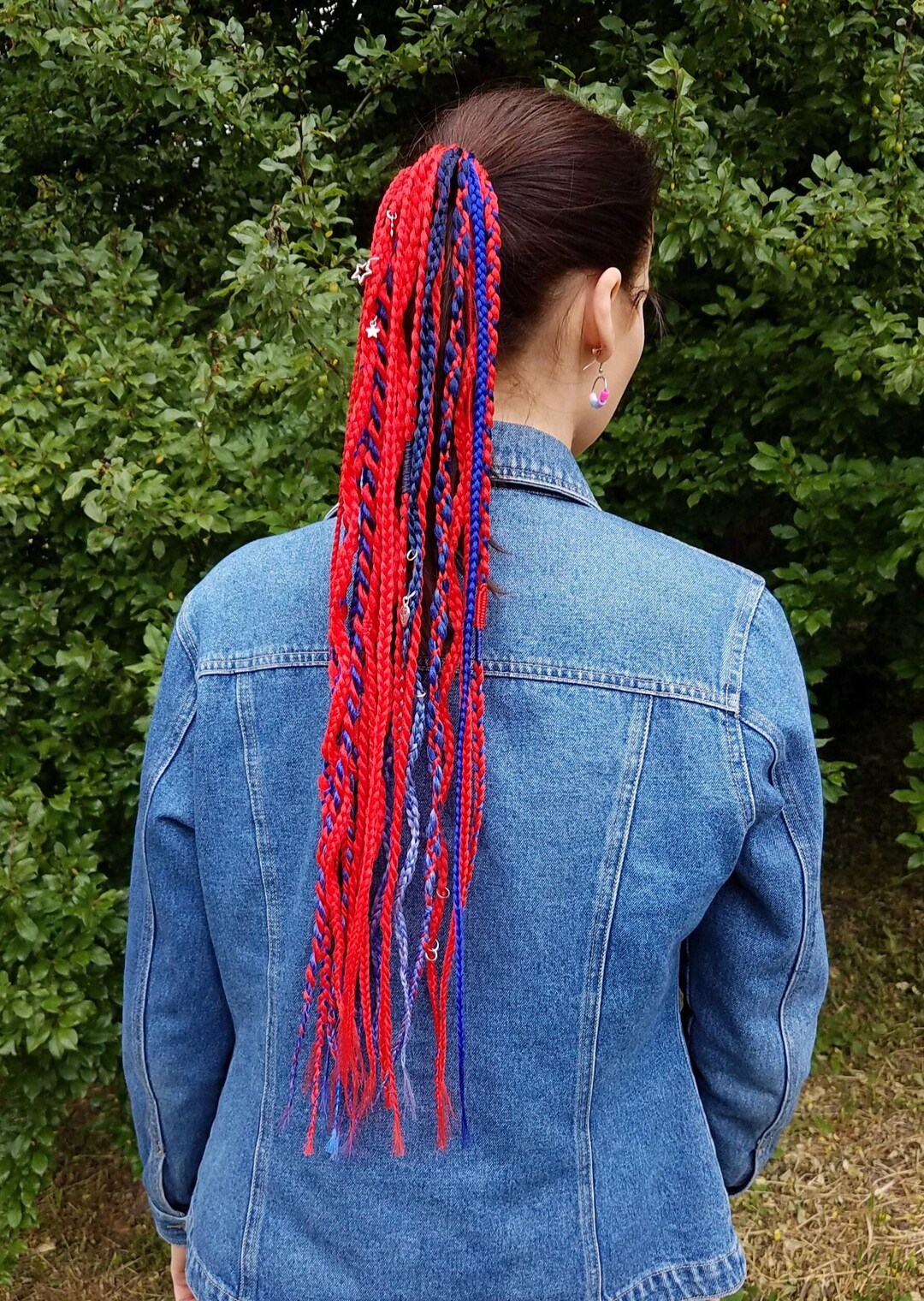 Red Braids on Hairband, Rave Hair Accessory, Music Festival Braid ...