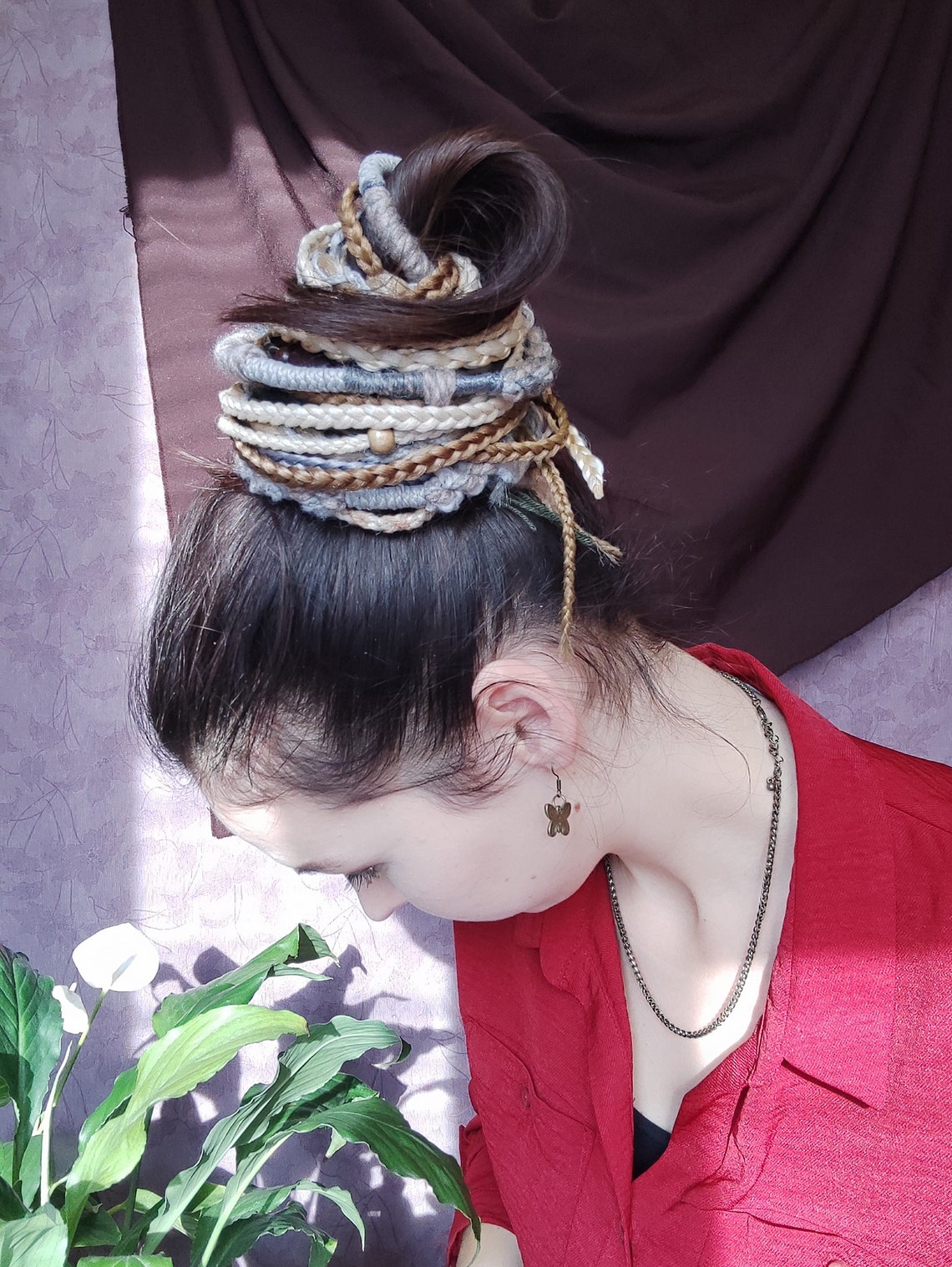 Ginger Viking Dread Extensions on Hairband Gray Boho - Etsy