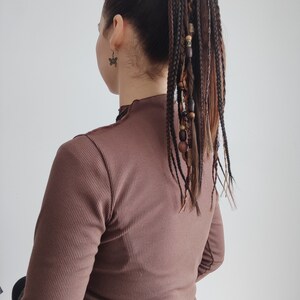 Viking Braids Brown on Hairband, Boho Dreadlock Ponytail, Shaten Hair ...