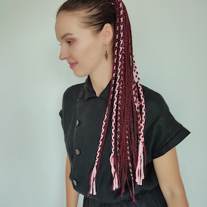 Cherry Red Braids Extension Viking Hair Extensions on - Etsy
