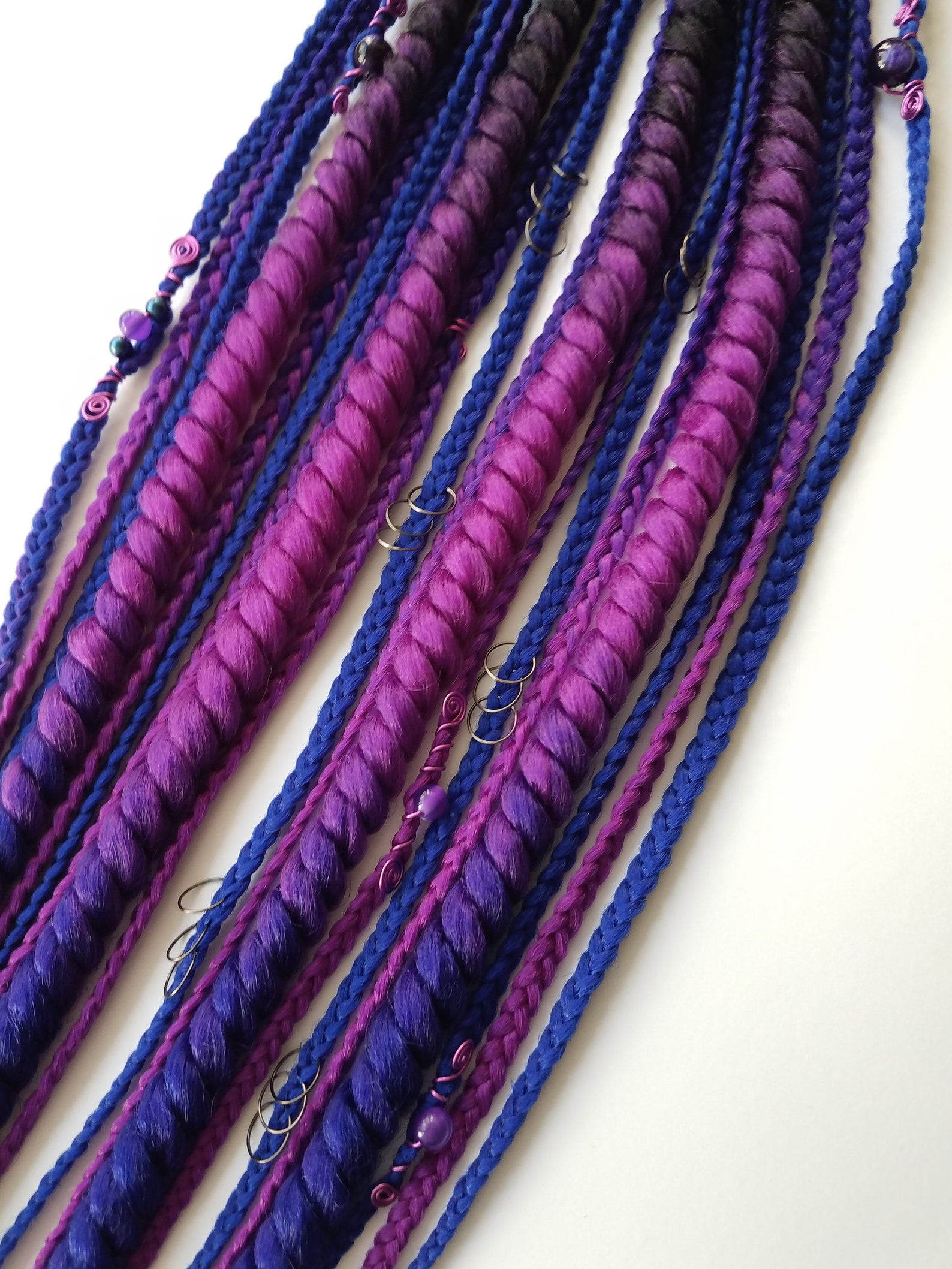 Ombre Purple Ponytail Braids Extension Rave Hair Falls Black | Etsy