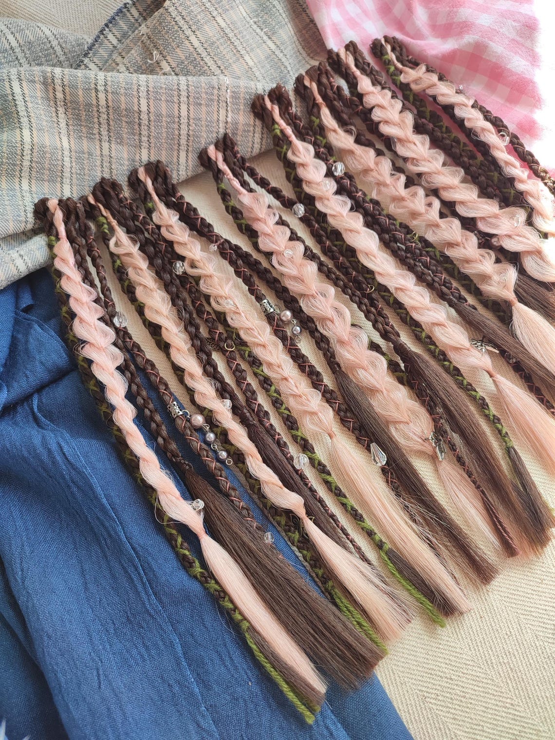 Clip in Dreadlocks Brown, Boho Hair Extensions Blush Pink, Cute Dreads ...