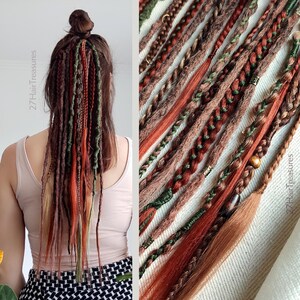 Clip in Dreadlocks Extension Ginger, Viking Bumpy Dreads Green on Hair ...