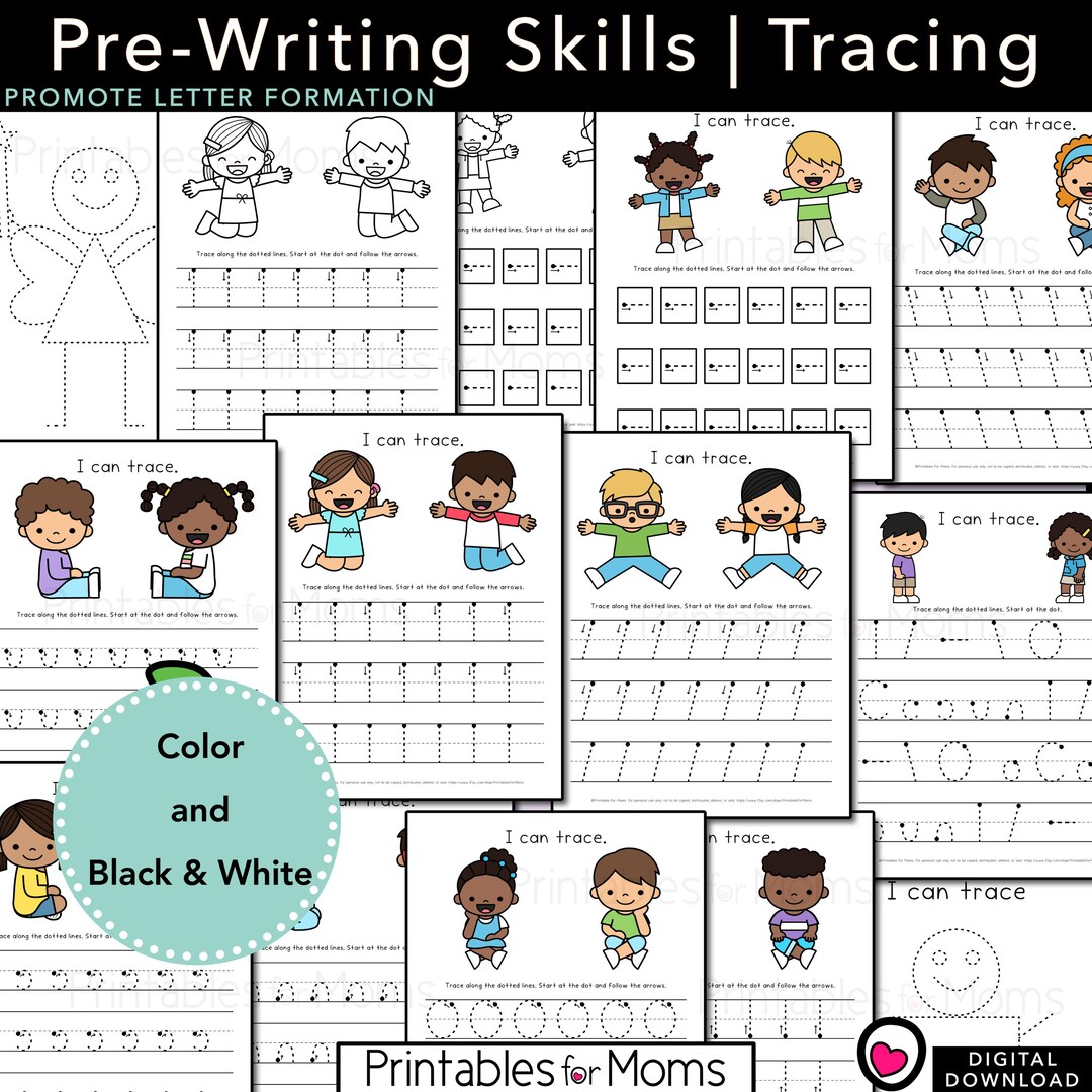 Tracing Lines Worksheets, Pencil Control Activities, Pre-writing Skills ...