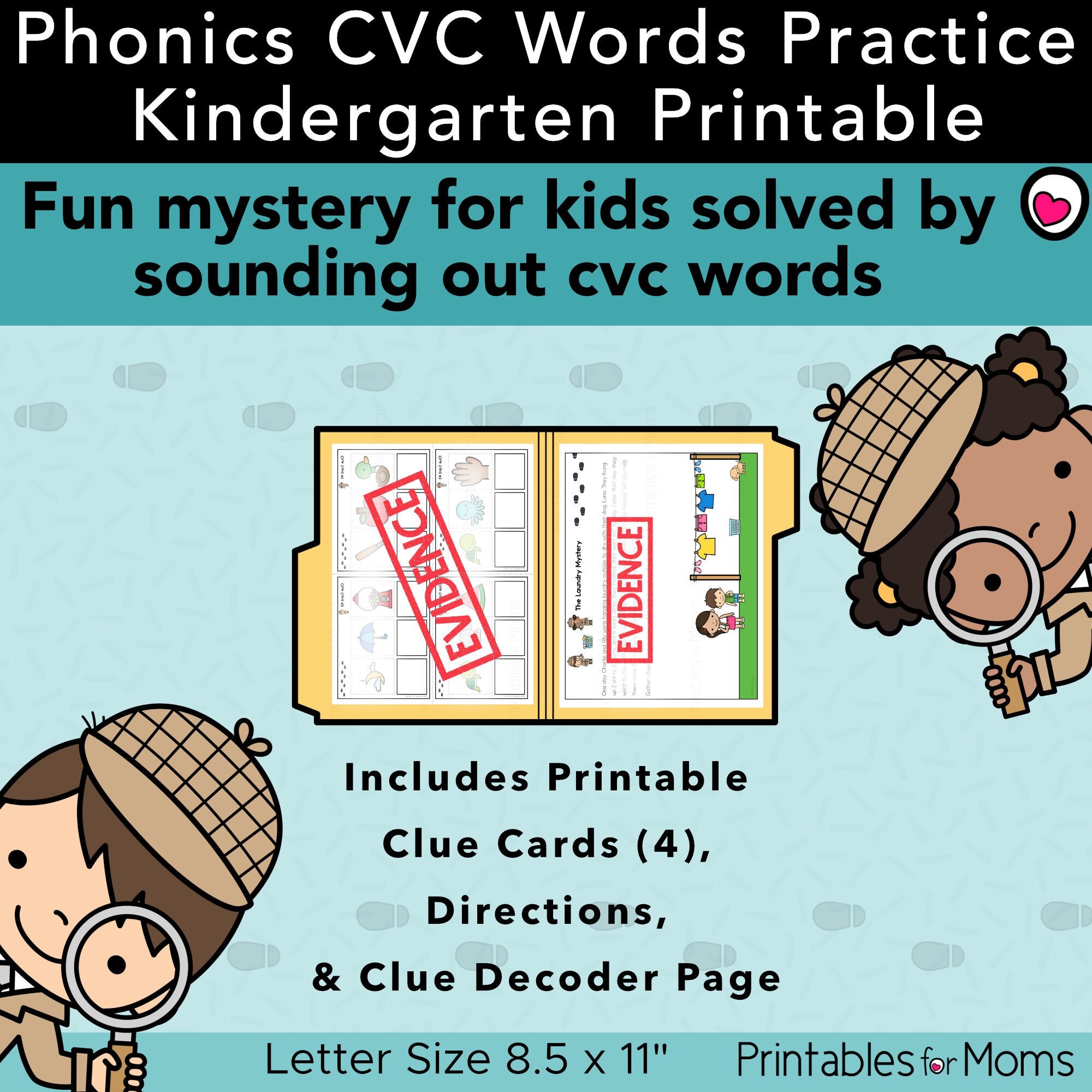 Phonics CVC Practice Kindergarten Printable, Phonics CVC Mystery, CVC ...