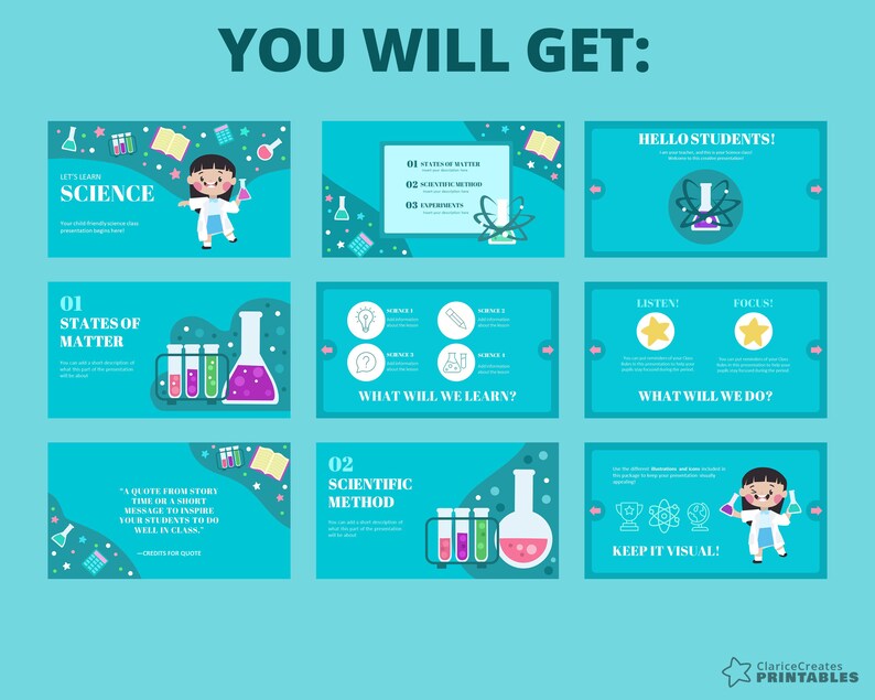 Science Class Presentation Template - Editable Slides Powerpoint ...