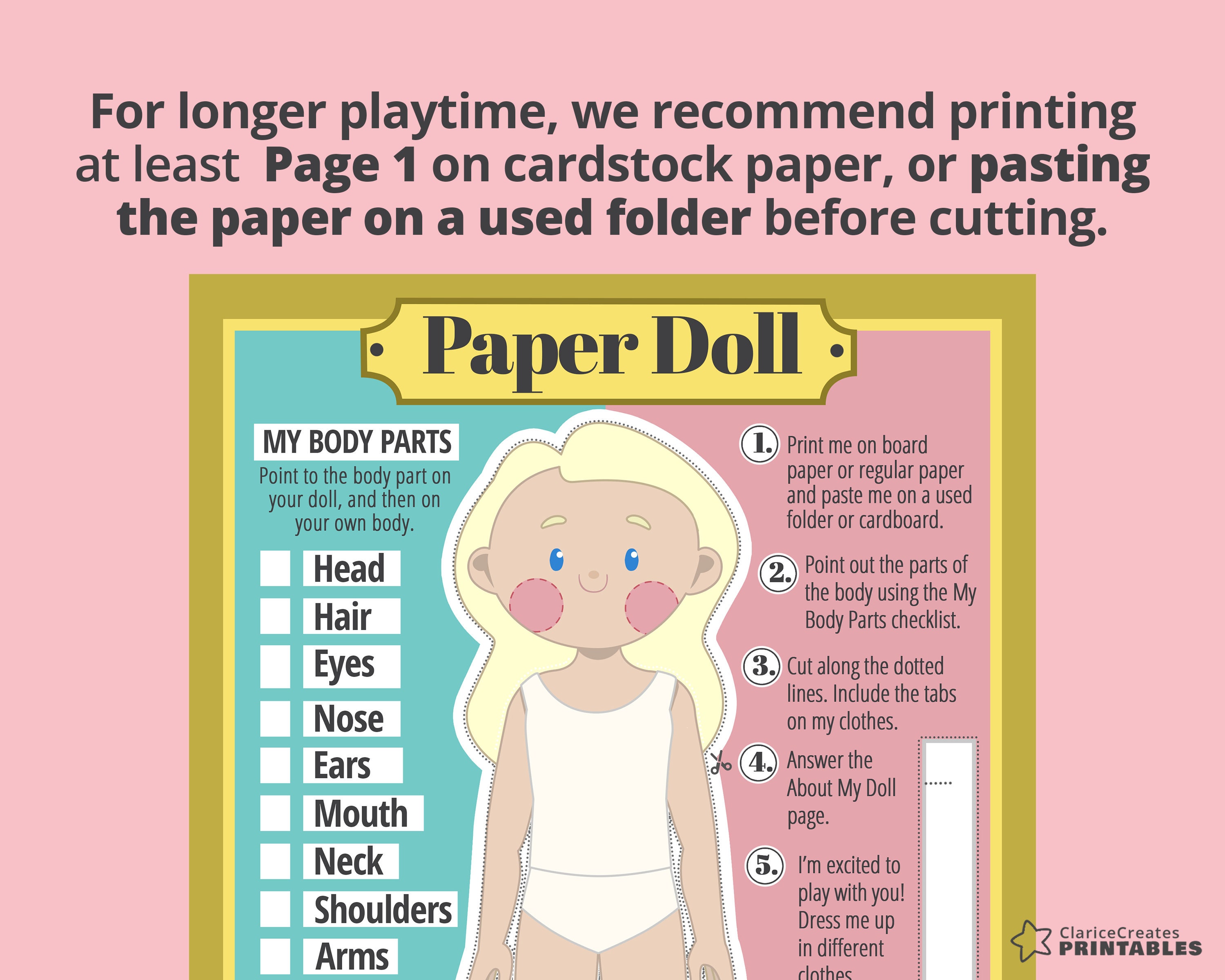 Luna Paper Doll Educational Printable Toy - Etsy UK