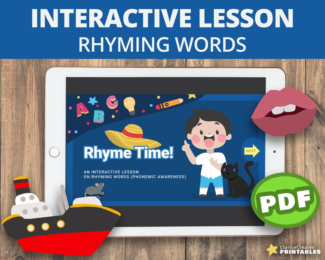 Interactive Lesson - Rhymes - Kindergarten - PDF - Rhyming Words ...