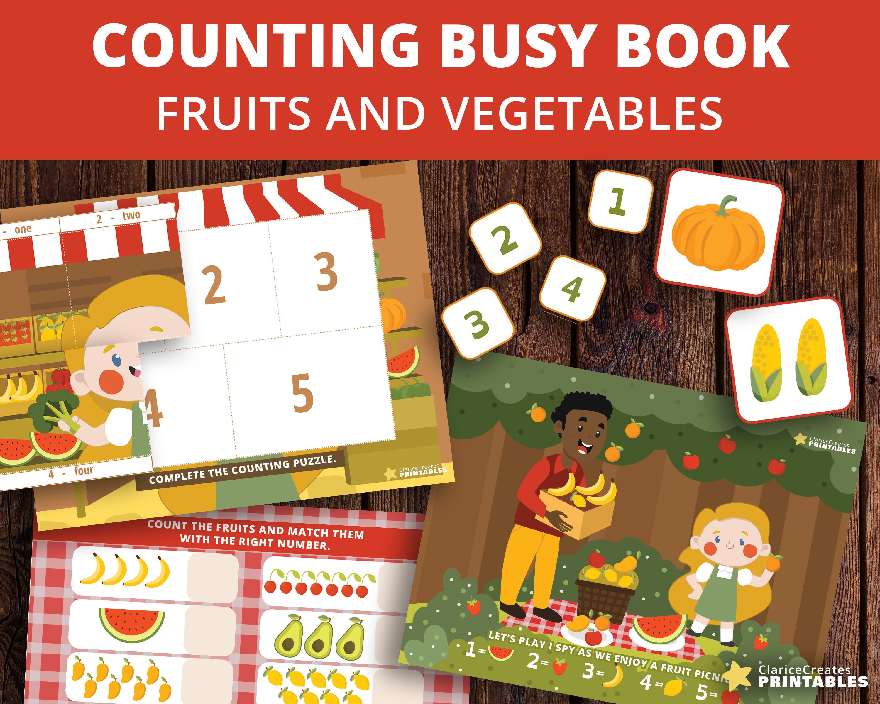 Toddler Busy Book Counting Module Fruits and Vegetables - Etsy