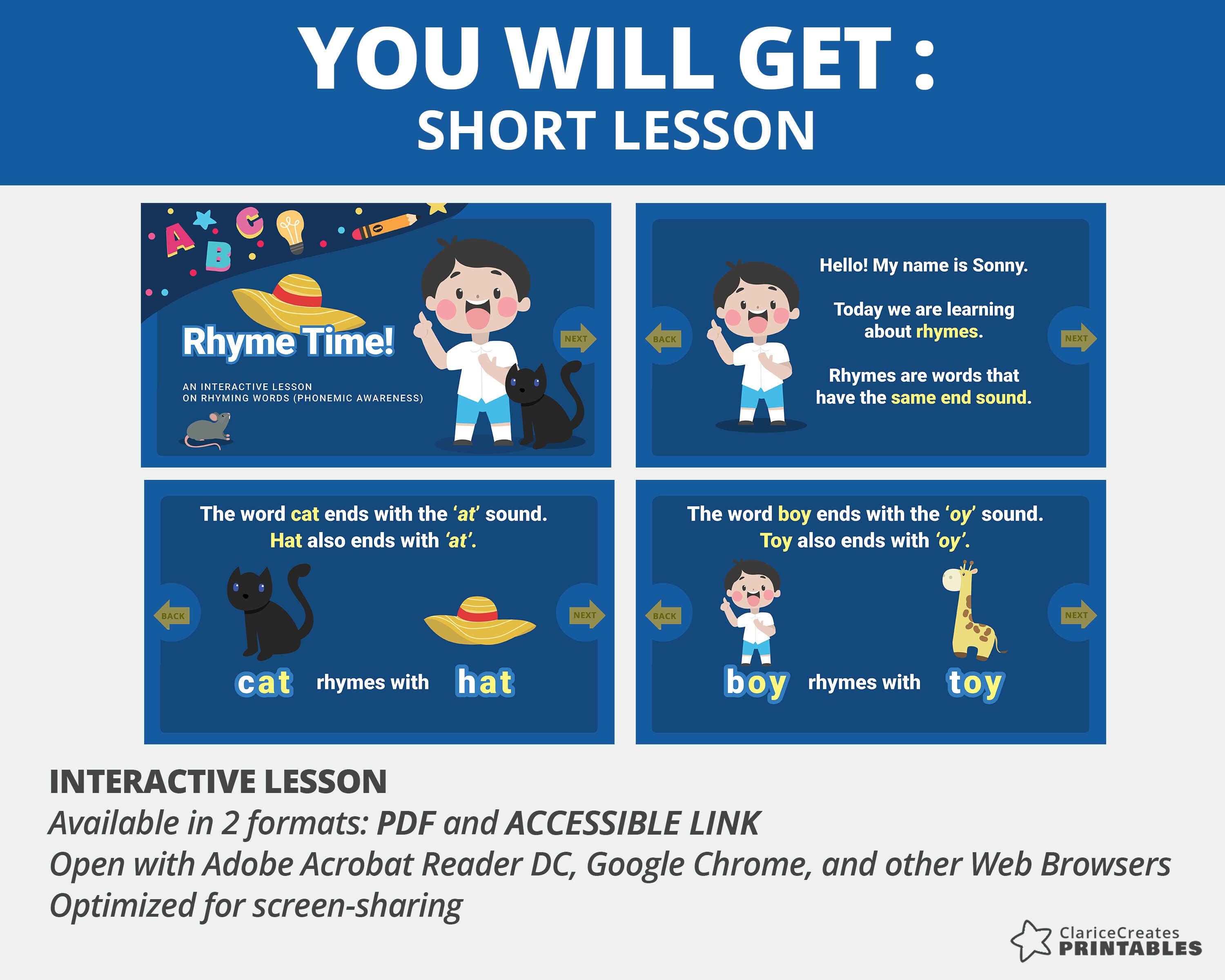 Interactive Lesson Rhymes Kindergarten PDF Rhyming - Etsy