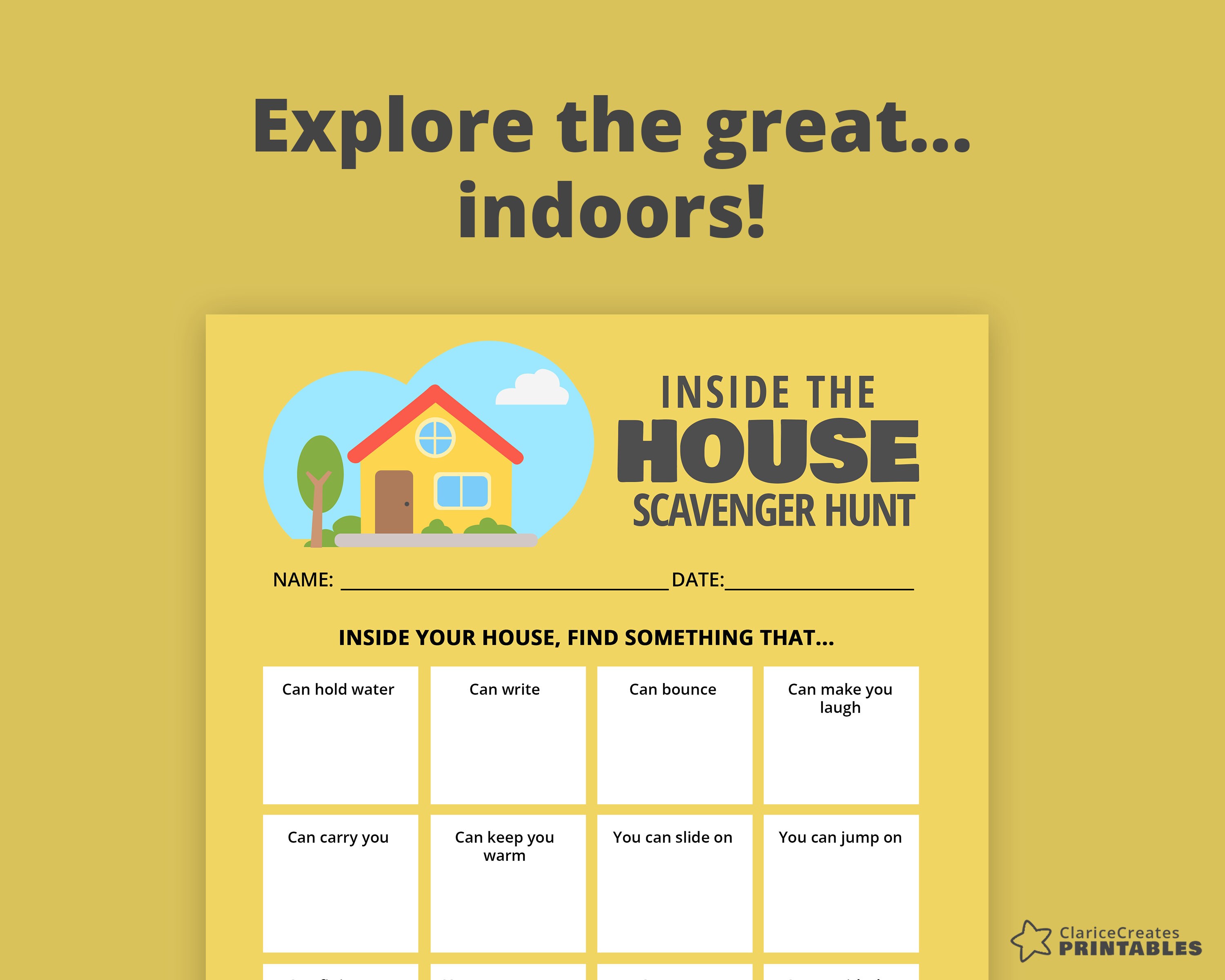 Indoor Scavenger Hunt - Worksheet Grade 1-2 Age 7 - Treasure Find ...